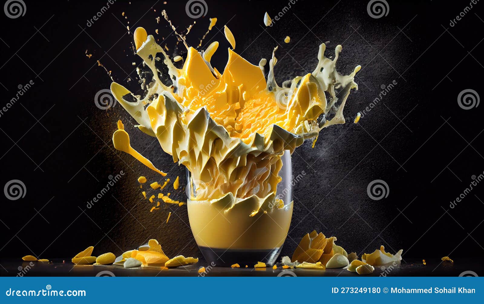 Yellow Jackfruit Smoothie-Juice Splashing or Dripping on Dark Backdrop ...