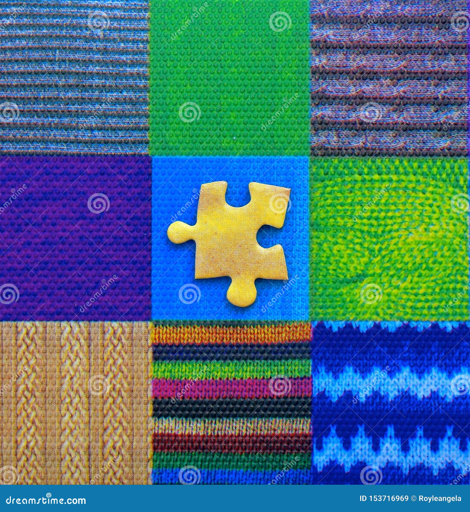 Yellow Jigsaw Piece on Colourful Background Stock Image - Image of ...