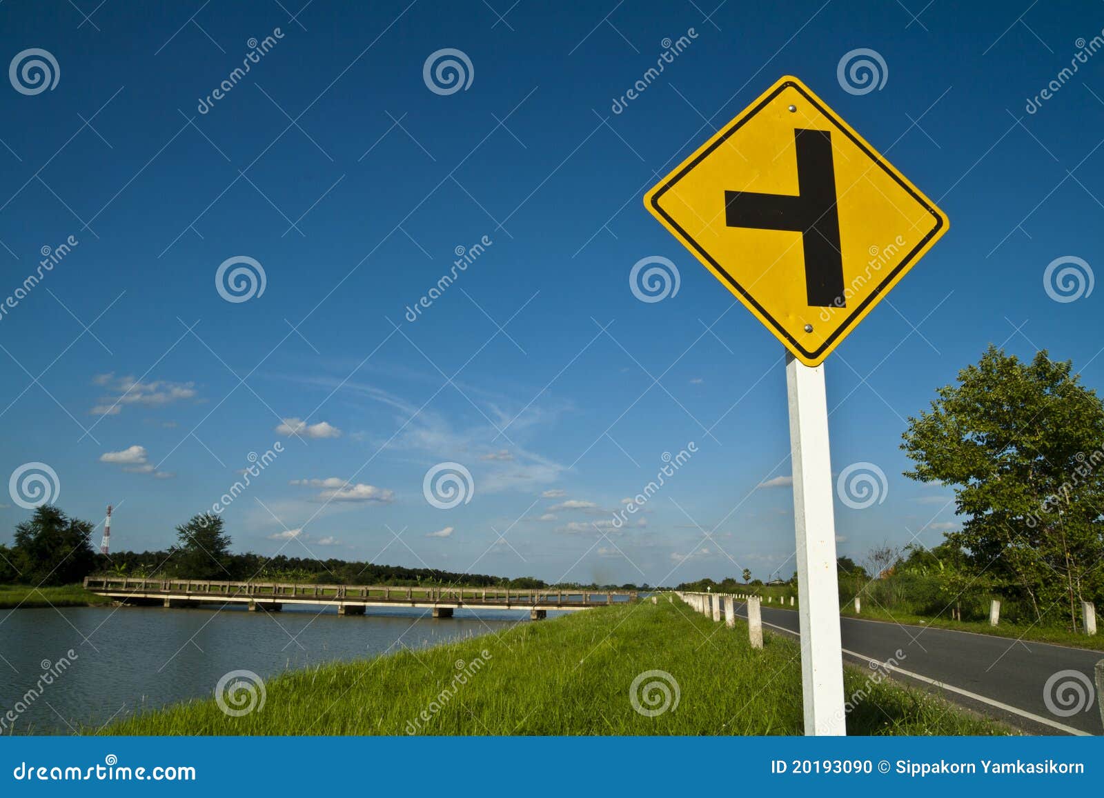 Yellow junction sign stock photo. Image of construction - 20193090