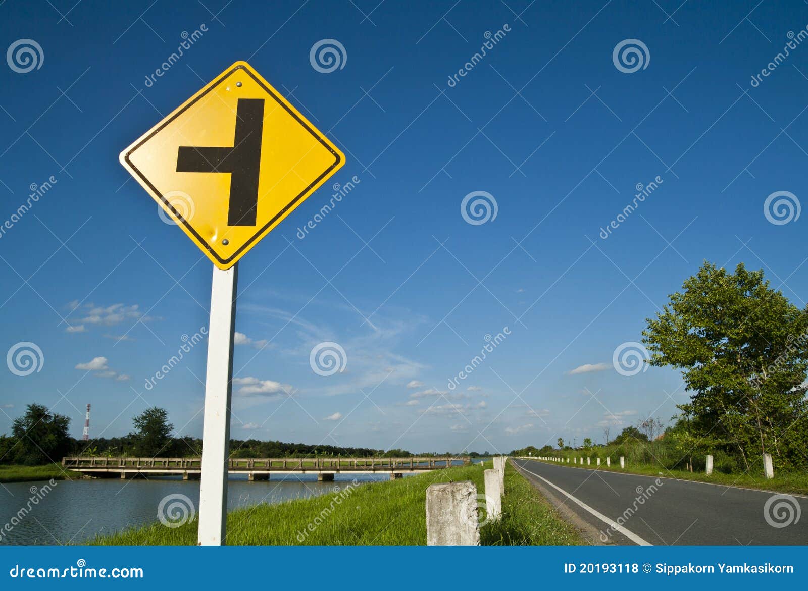 Yellow junction sign stock photo. Image of sign, road - 20193118