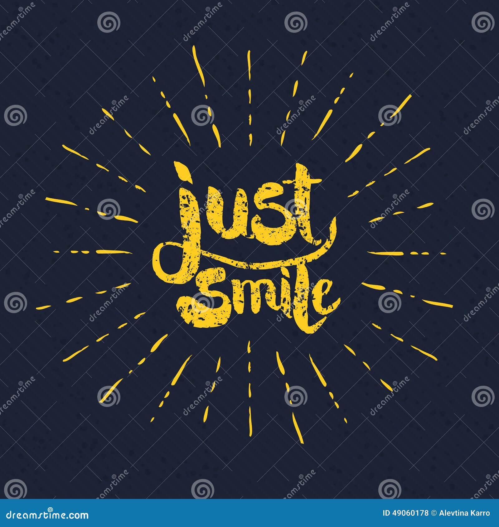 Yellow Just Smile Texts with Rays on Gray Stock Vector - Illustration ...