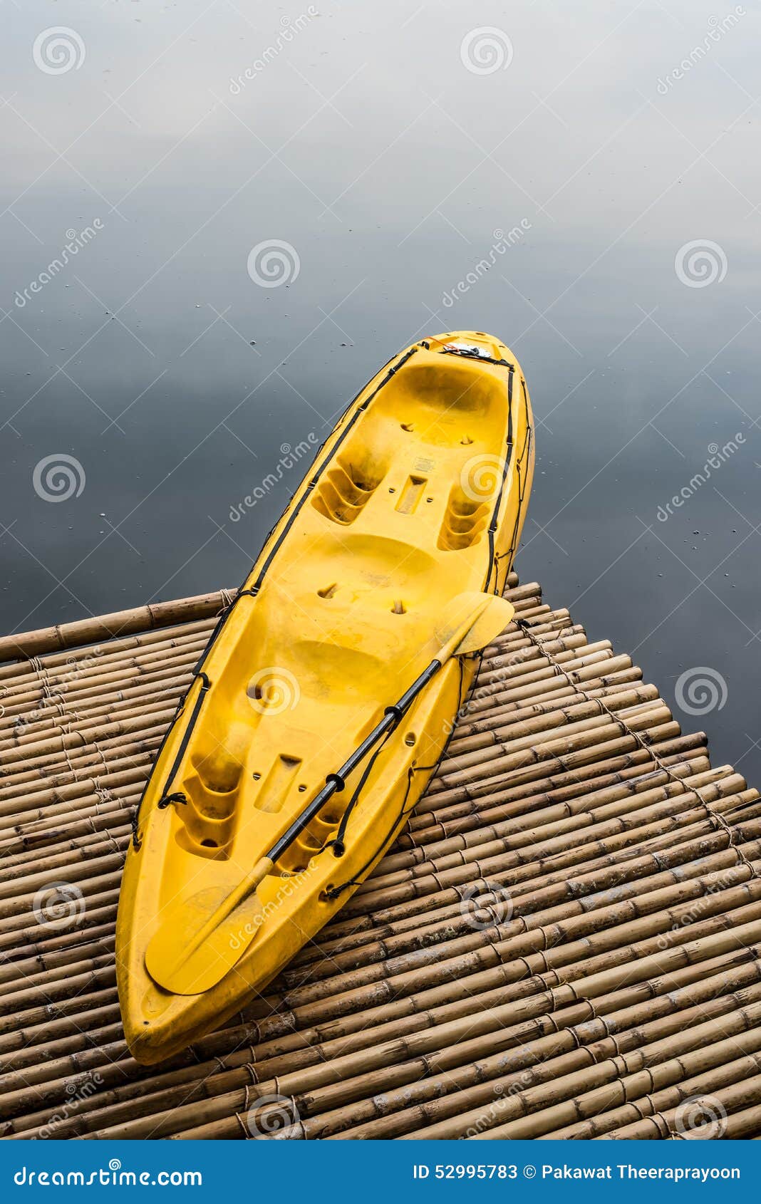 Yellow kayak on raft stock image. Image of forest, outdoors - 52995783