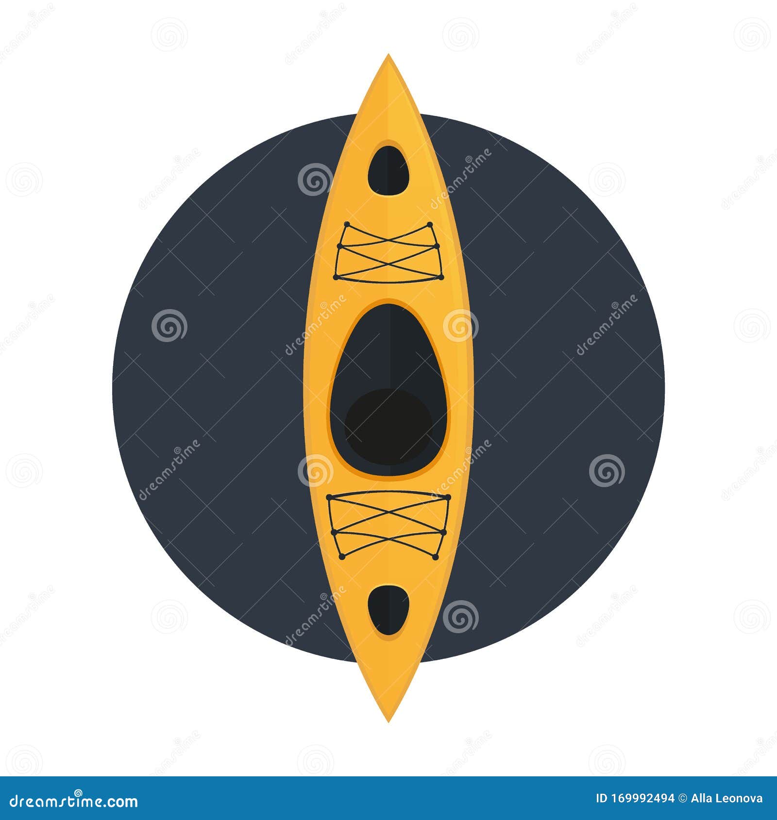 Yellow Kayak with Top Views. Vector Illustration. Stock Vector ...