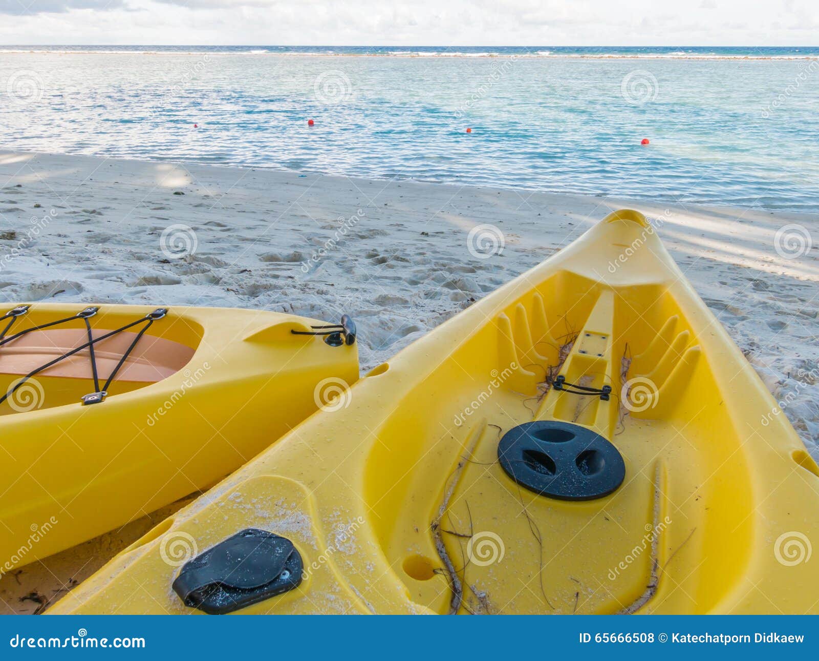 Yellow Kayak on the Tropical Sandy Beach Stock Photo - Image of beauty ...
