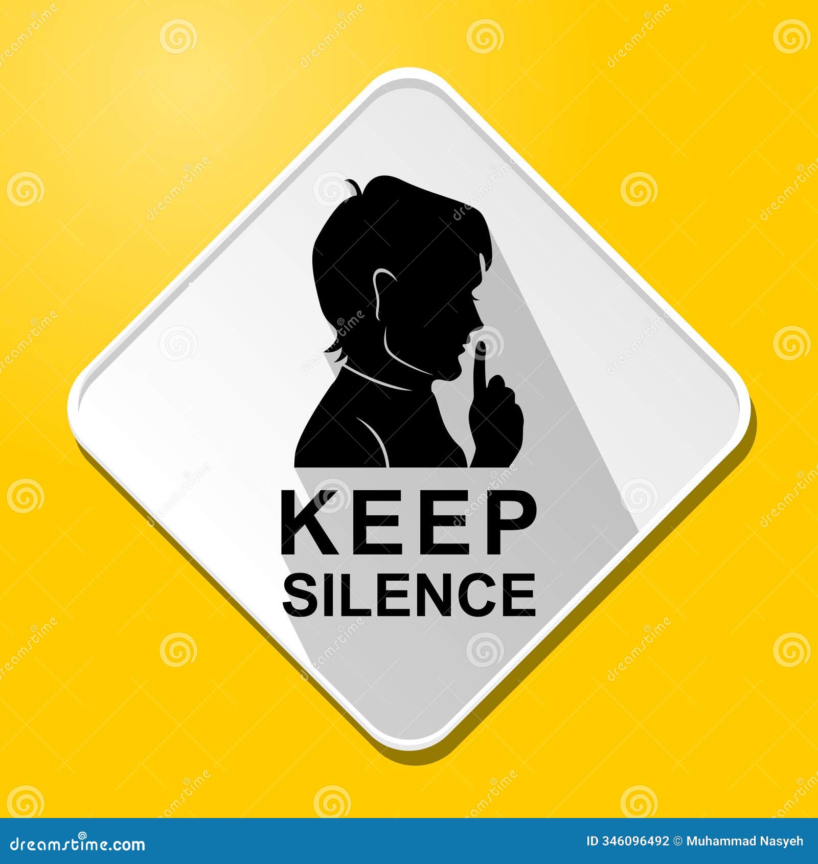 Yellow KEEP SILENCE Icon for Noise Control, Simple Vector Design on ...