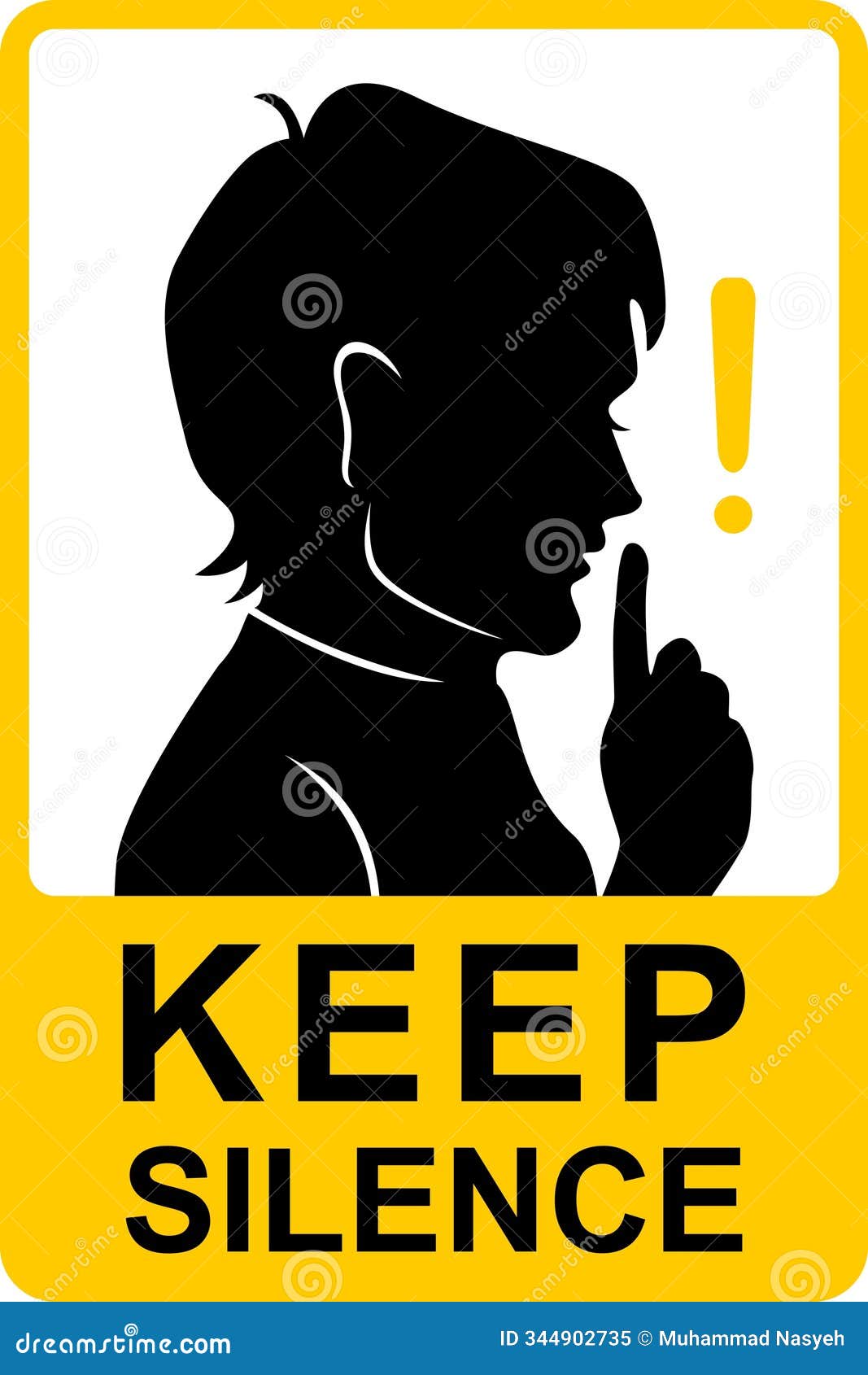 Yellow KEEP SILENCE Icon for Noise Control, Simple Vector Design on ...
