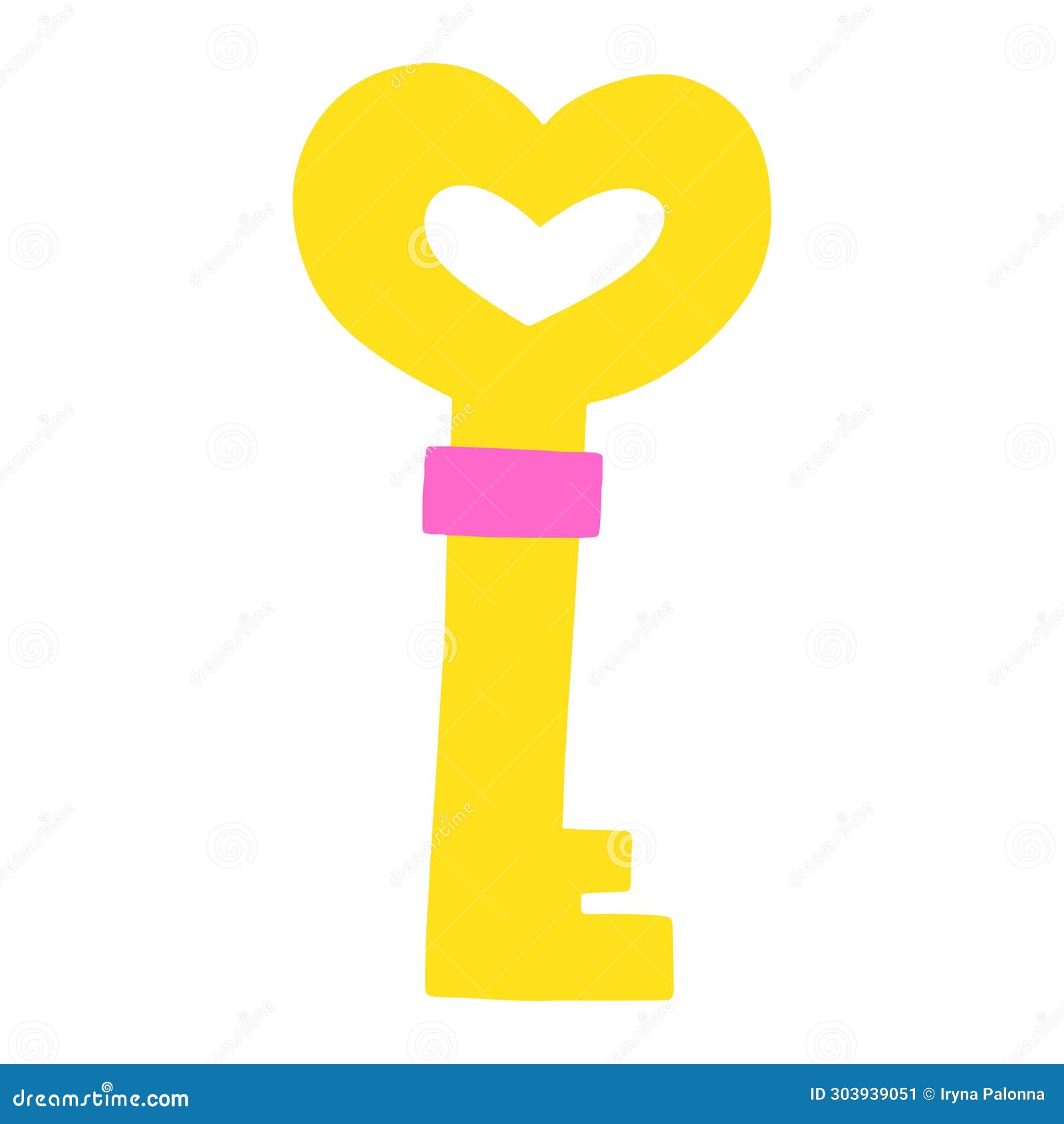 Yellow Key, in a Heart Shape, Simple Decor Illustration Stock ...