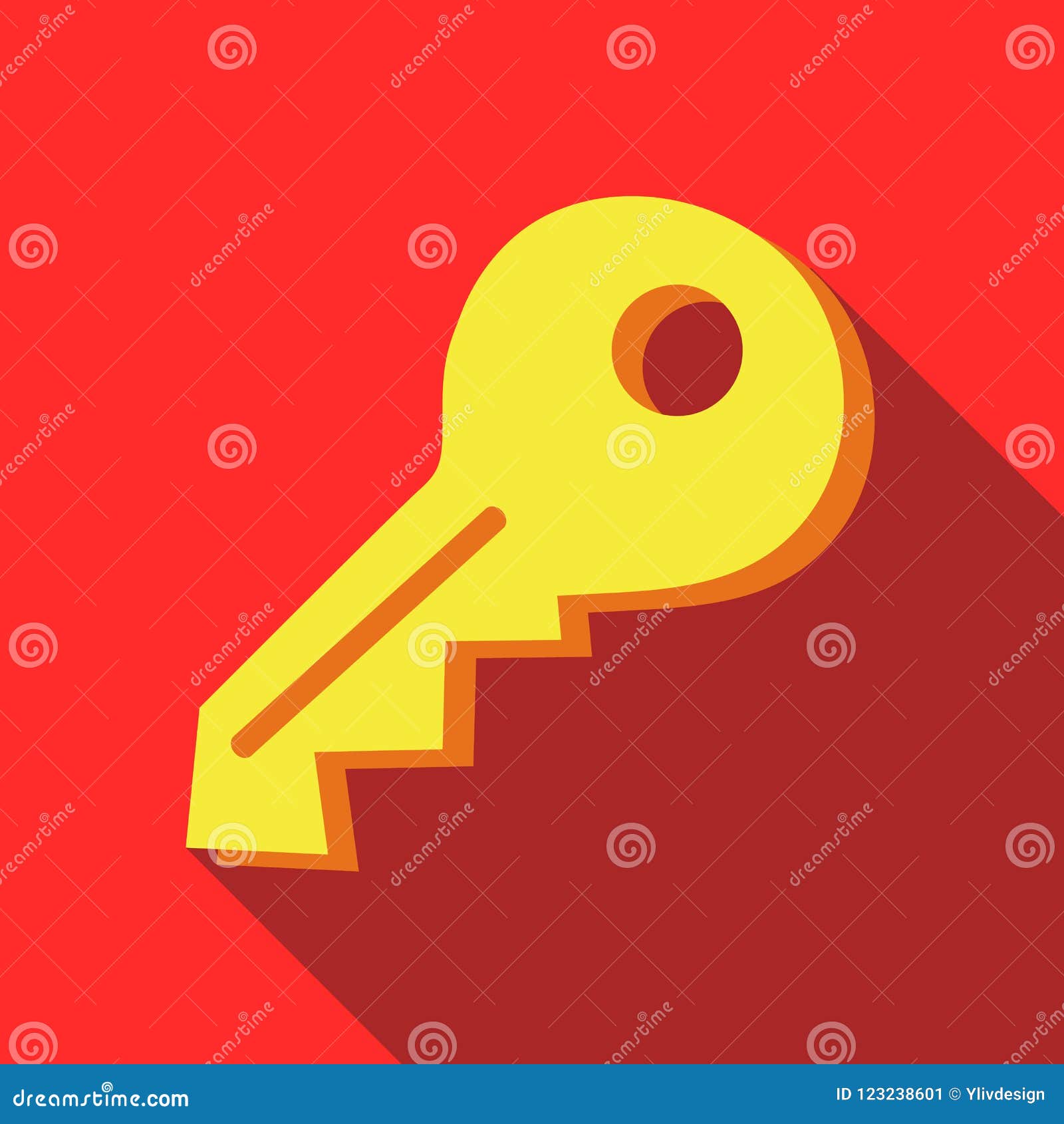Yellow Key Icon in Flat Style Stock Illustration - Illustration of ...