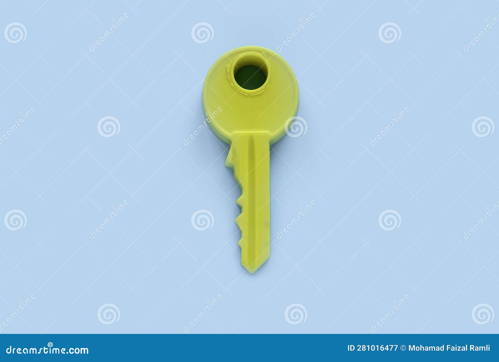 Yellow Key Isolated on a Blue Background Stock Image - Image of object ...