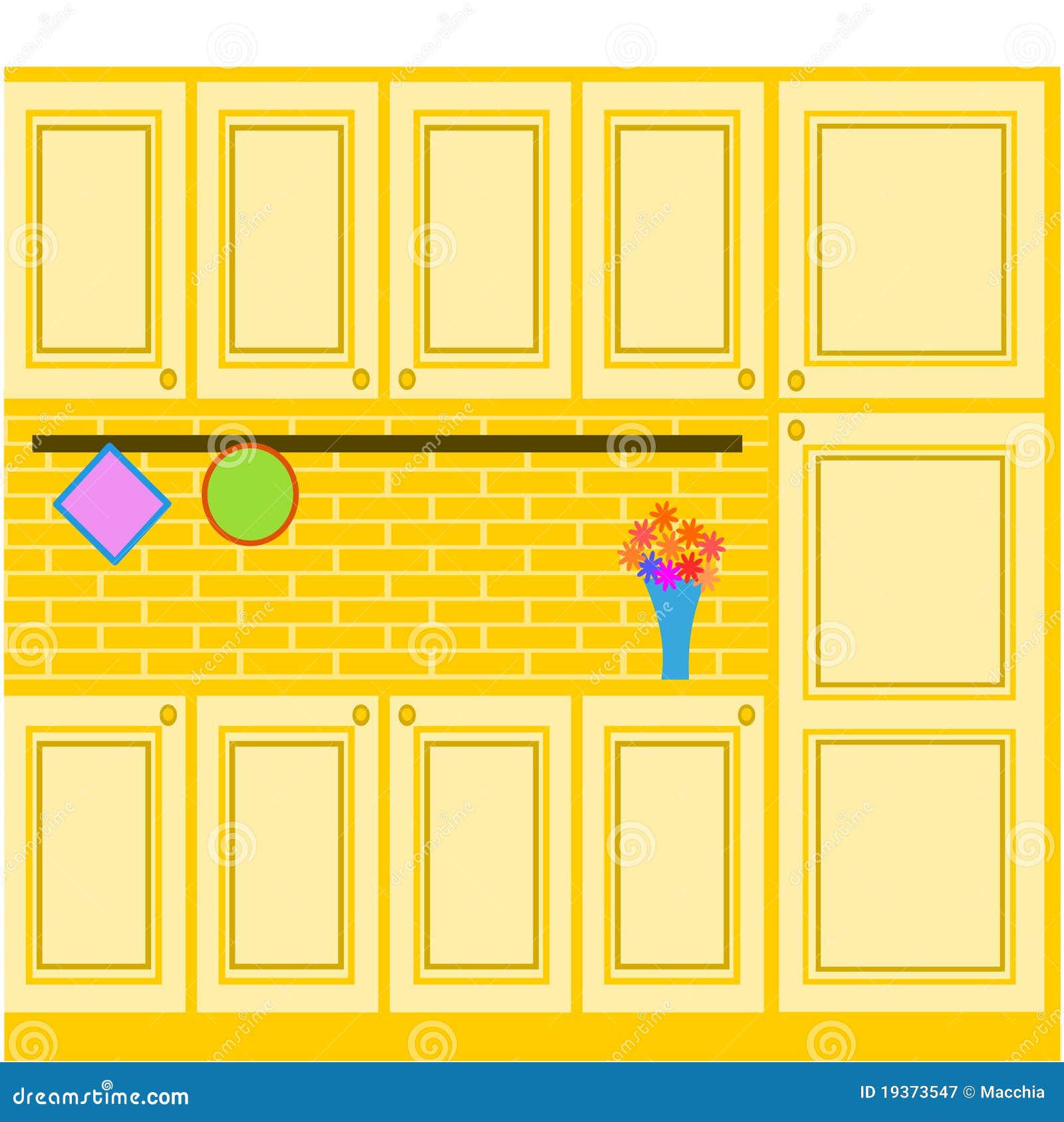 Yellow kitchen stock vector. Illustration of base, affairs - 19373547