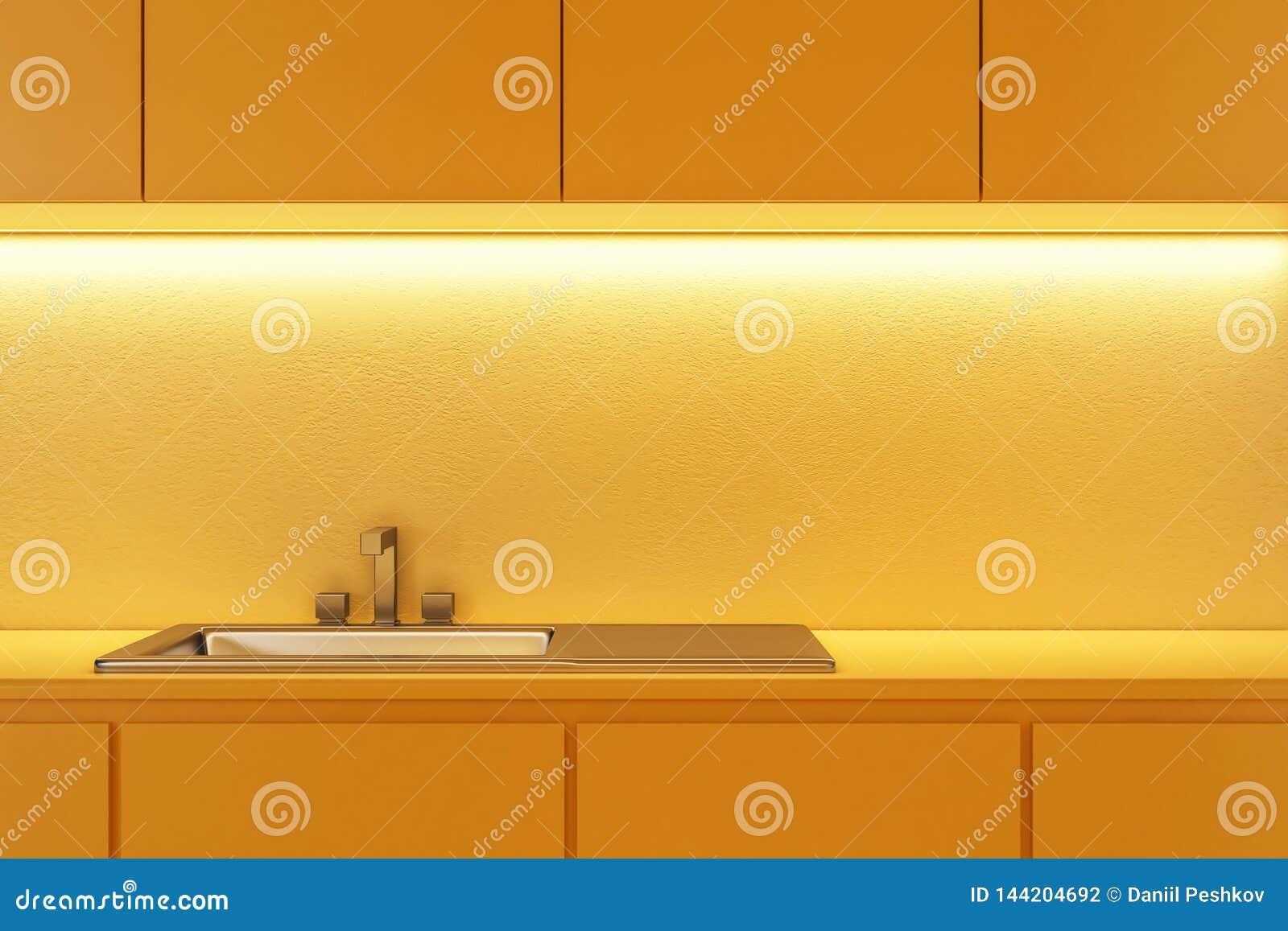Yellow kitchen sink stock illustration. Illustration of interior ...