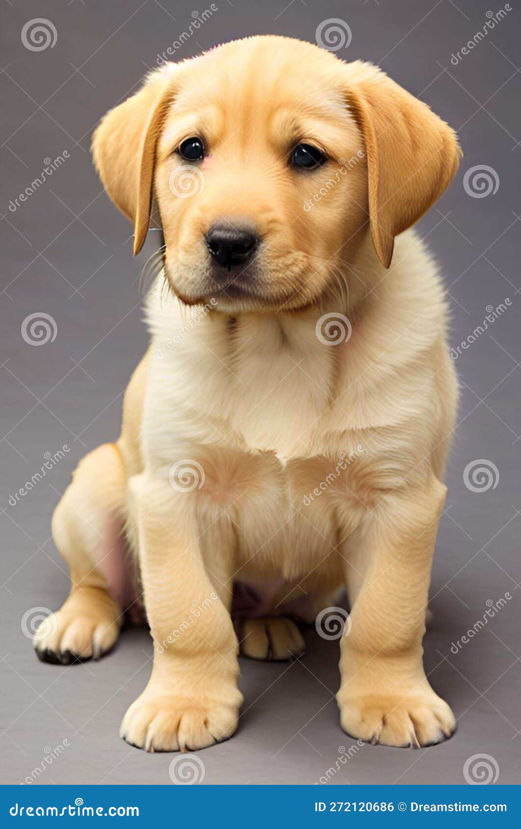 Yellow Lab Puppy Isolated on Grey Background Stock Illustration ...