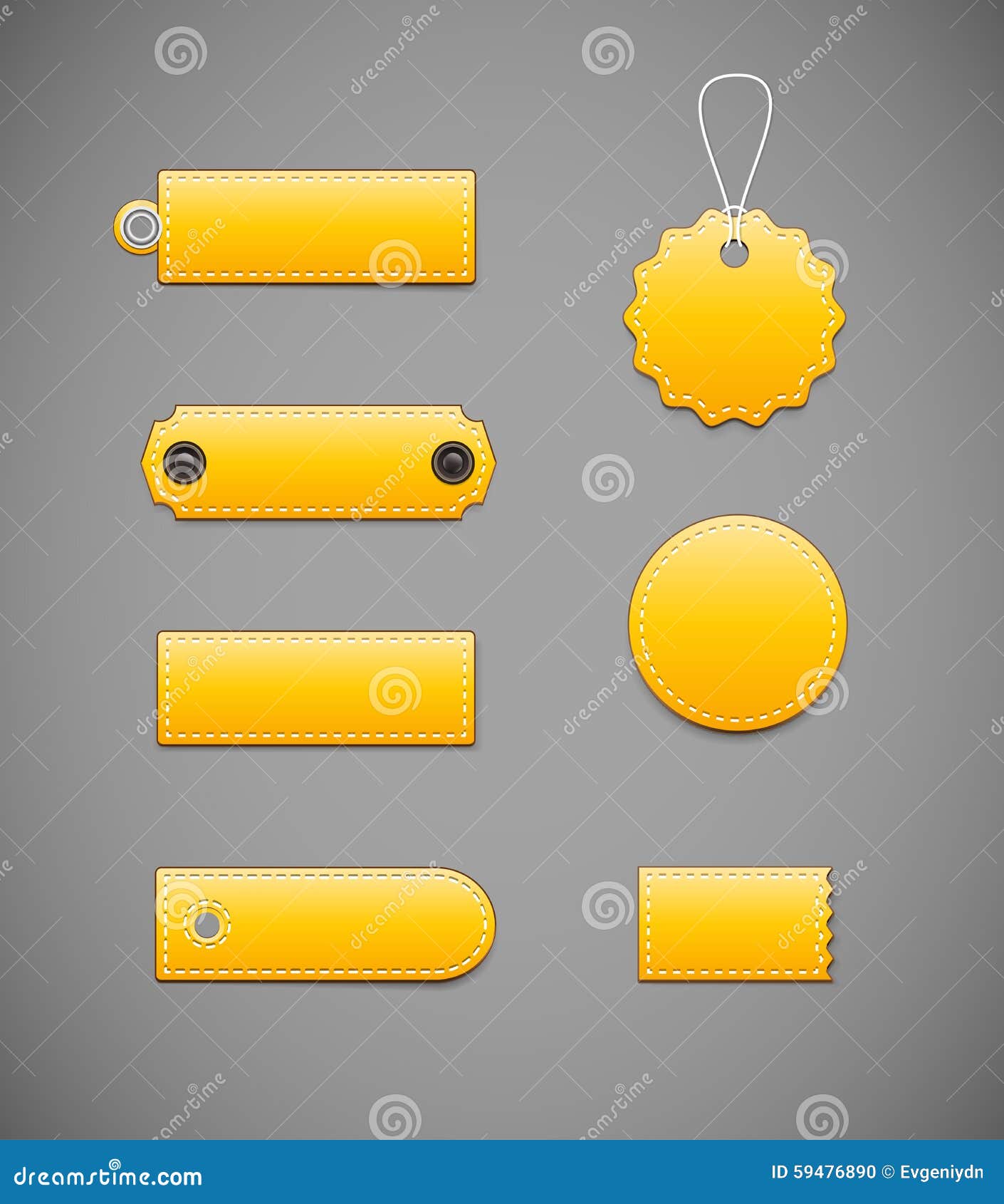 Yellow labels, price tags. stock vector. Illustration of sell - 59476890