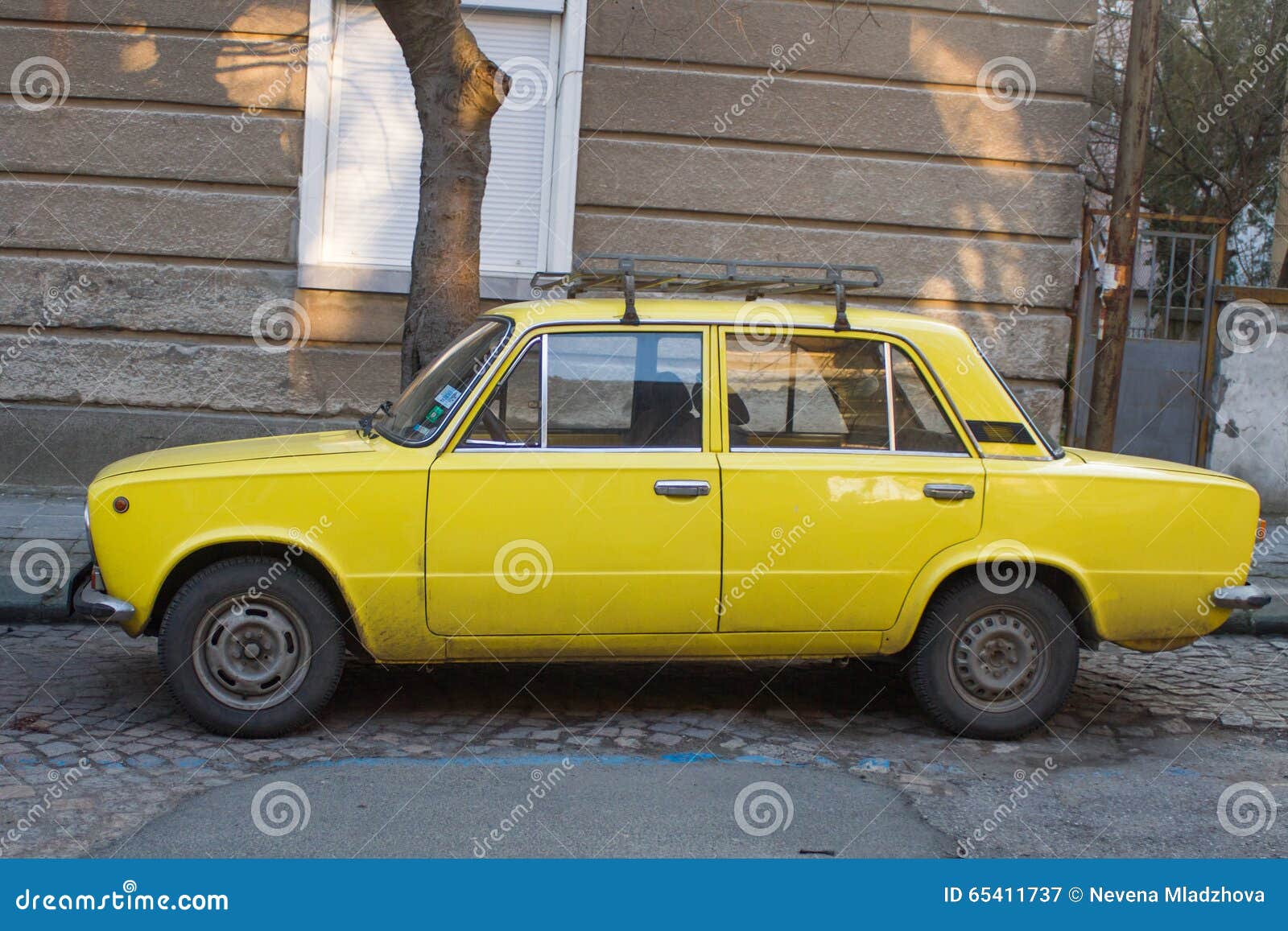 Yellow Lada stock image. Image of yellow, retro, street - 65411737