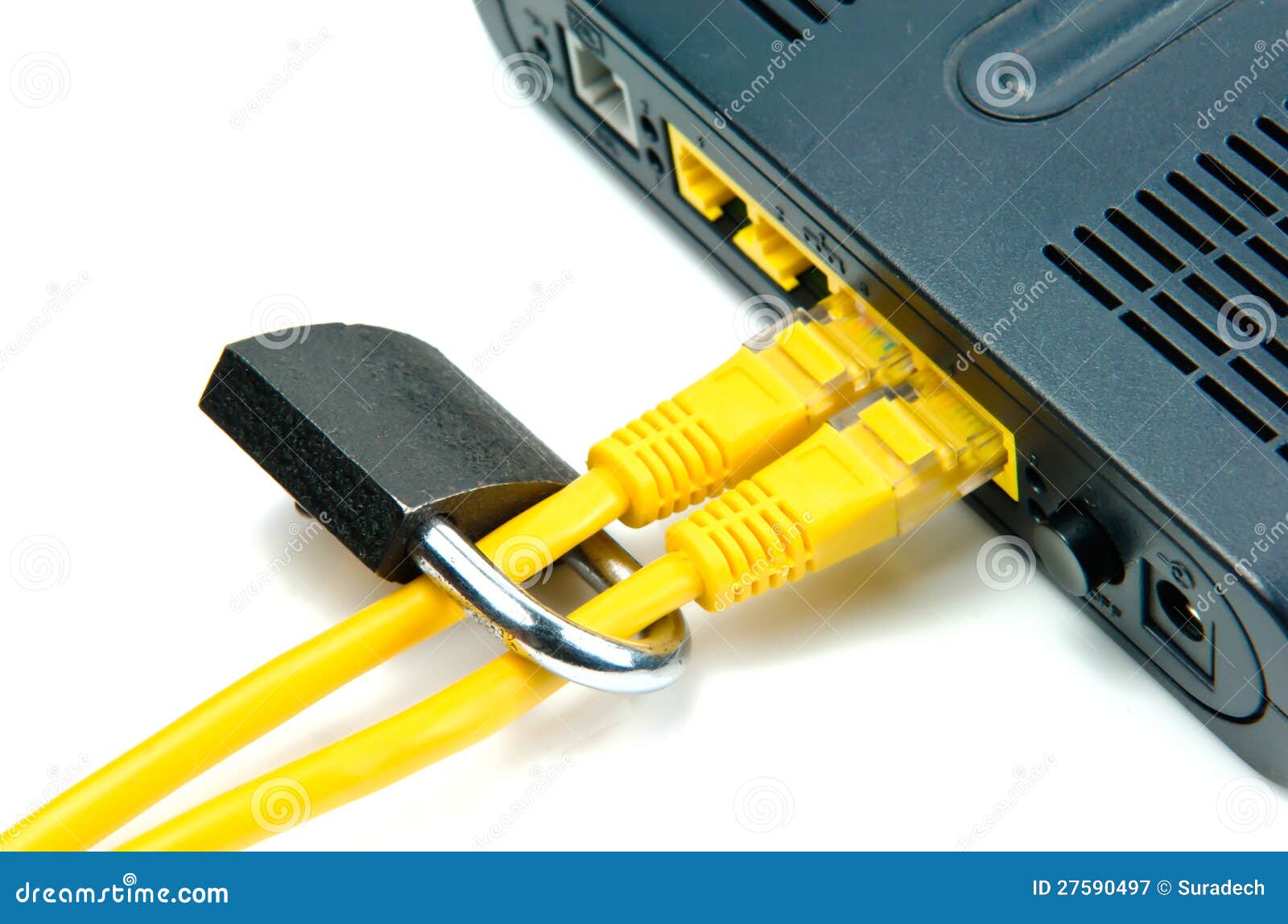Yellow lan line stock image. Image of communication, securetwisted ...