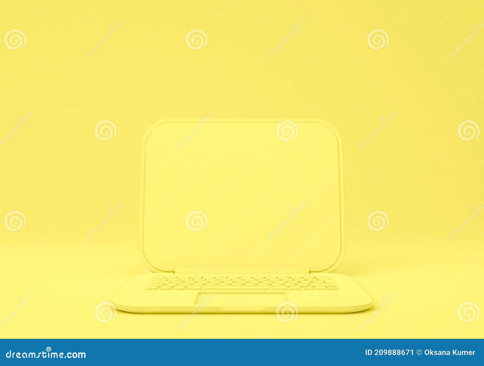 Yellow Laptop On Yellow Background. 3d Illustration | CartoonDealer.com ...