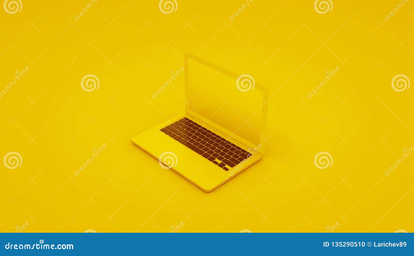 Yellow Laptop Computer, 3D Illustration Stock Illustration ...