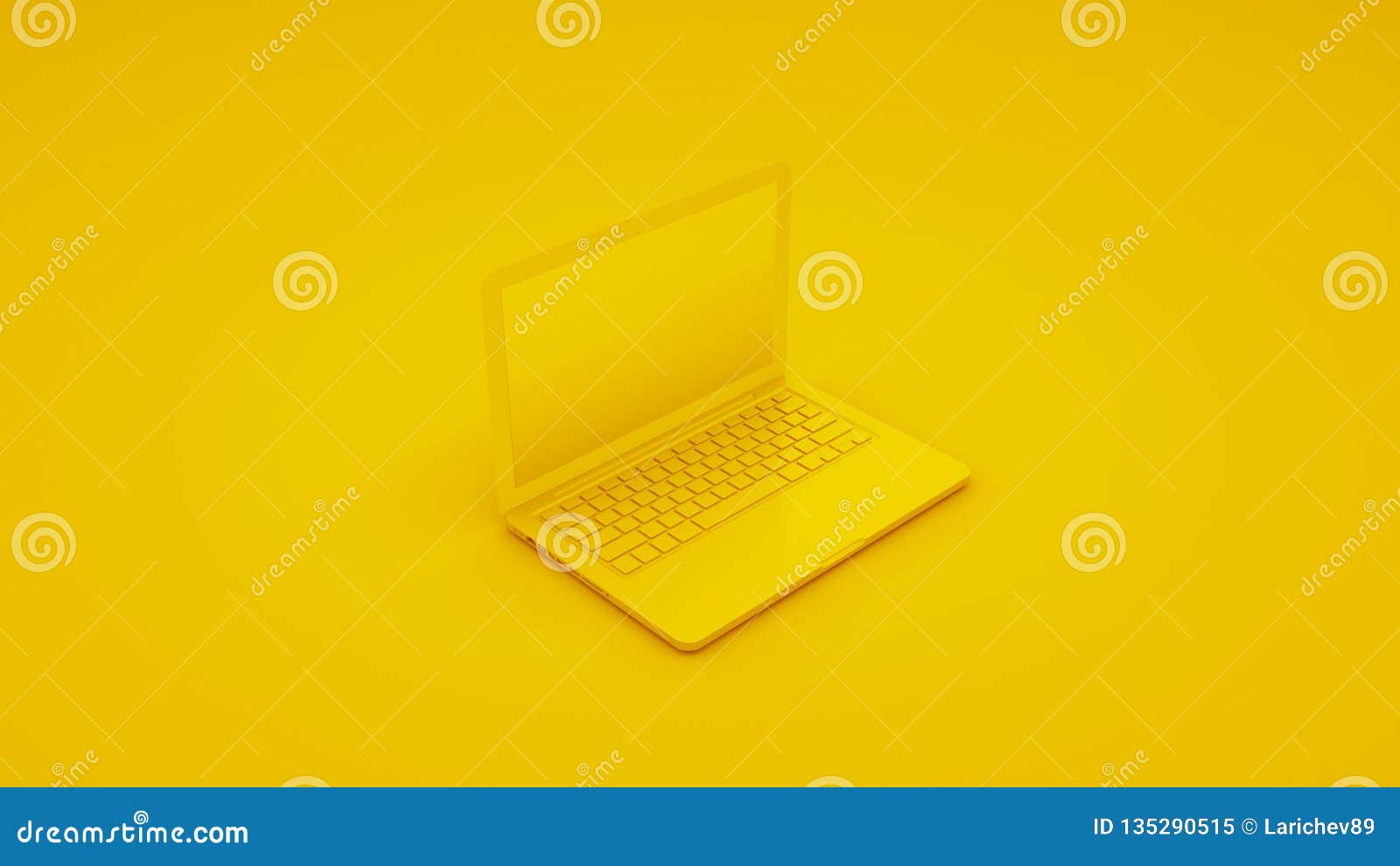 Yellow Laptop Computer, 3D Illustration Stock Illustration ...