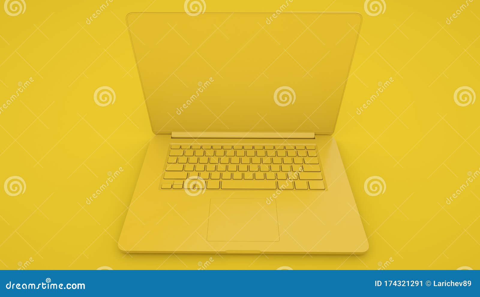 Yellow Laptop On Yellow Background. 3d Illustration | CartoonDealer.com ...