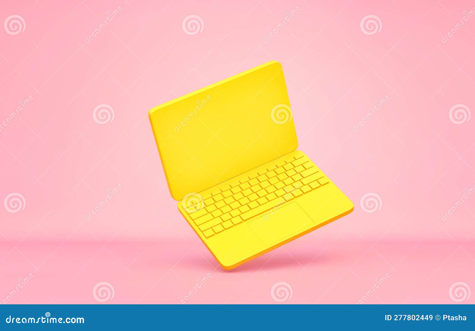 Yellow Laptop Isolated On A Yellow Background Royalty-Free Cartoon ...