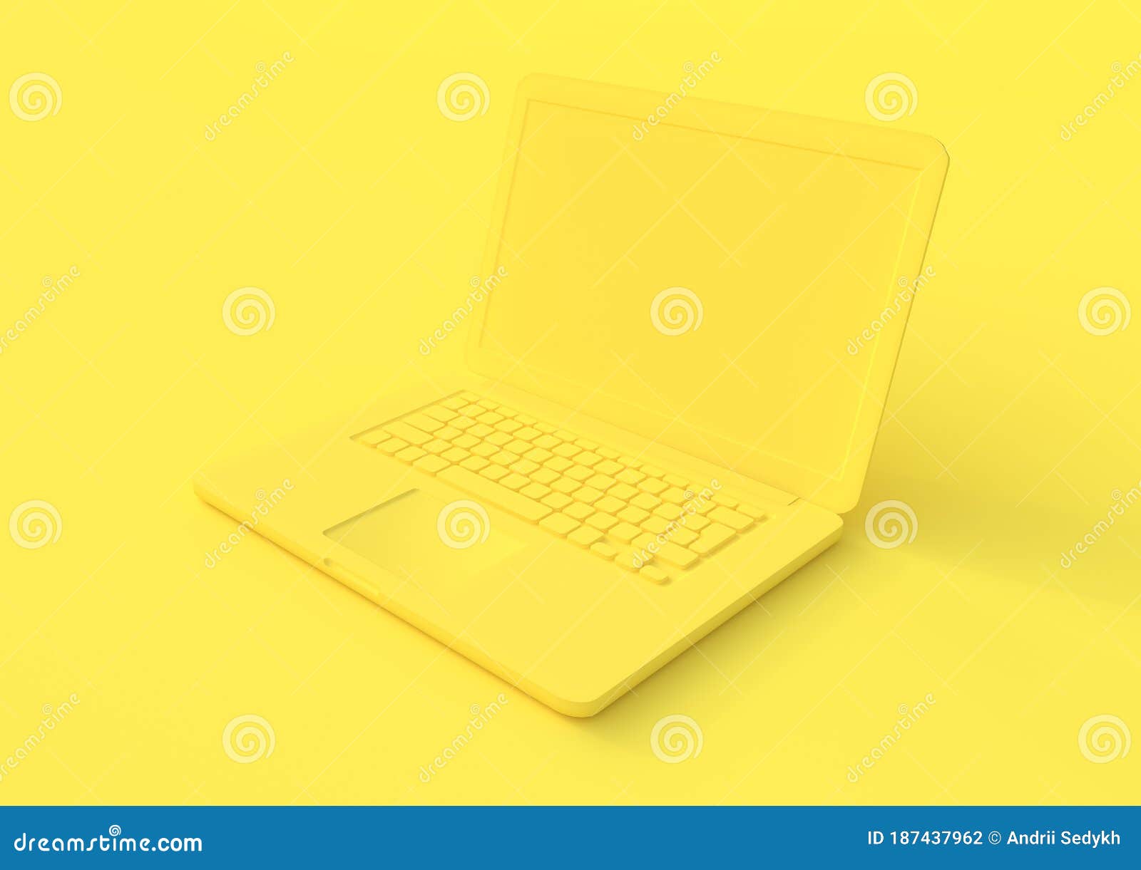 Yellow Laptop Isolated on a Yellow Background Stock Illustration ...