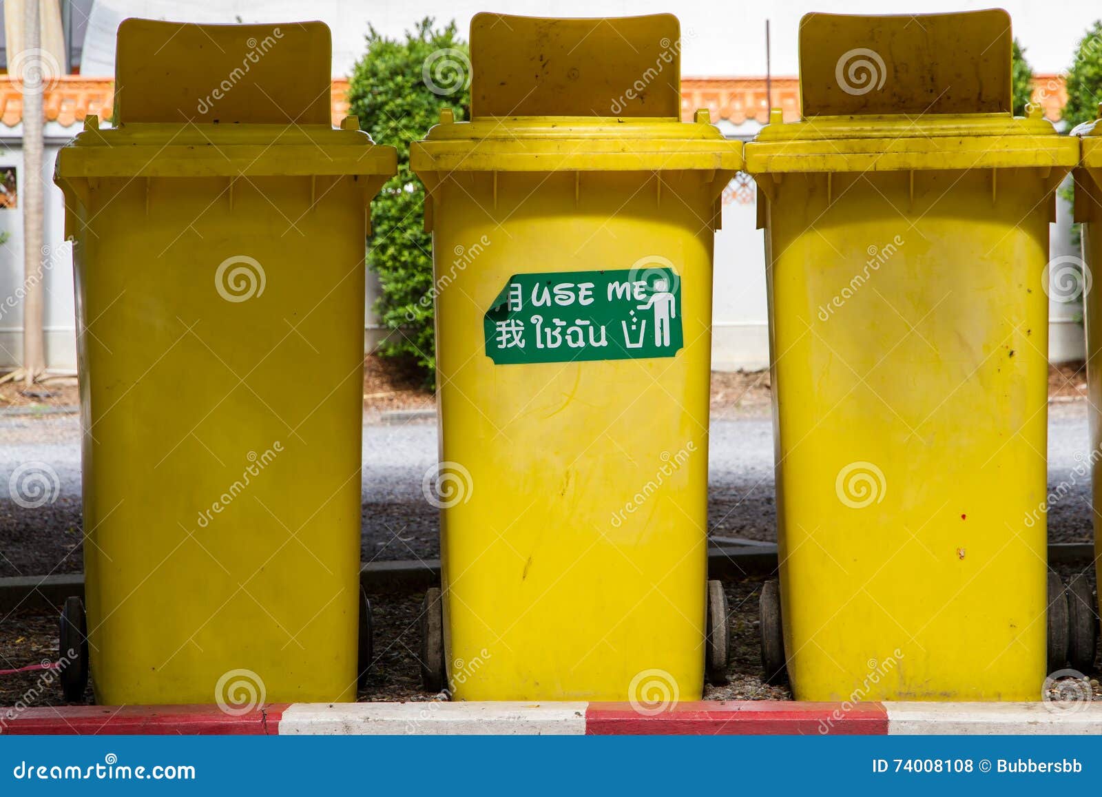 Yellow Large Trash Box on the Floor Stock Photo - Image of recycle ...