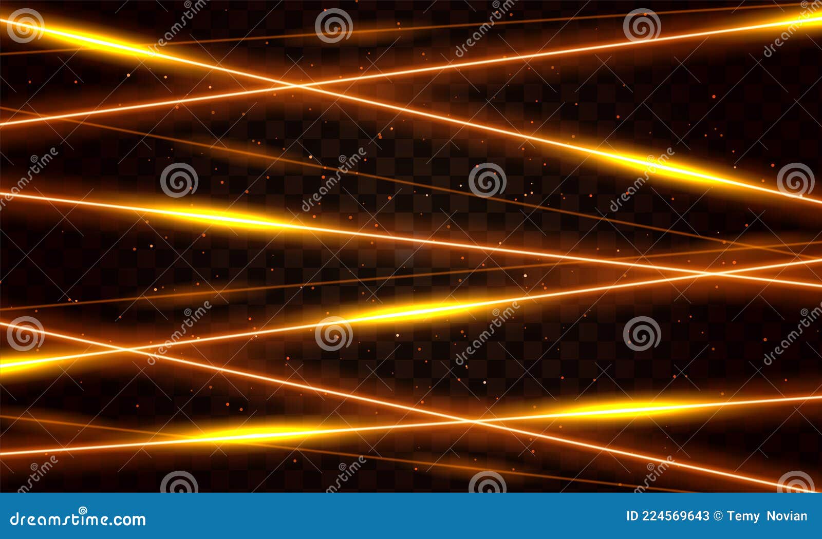 Yellow Laser Beam Light Effect on Black Background Stock Vector ...