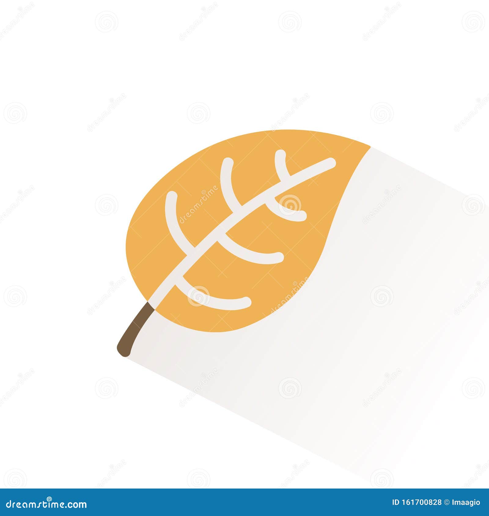 Yellow Leaf Icon with Shadow. Flat Vector Illustration Stock Vector ...
