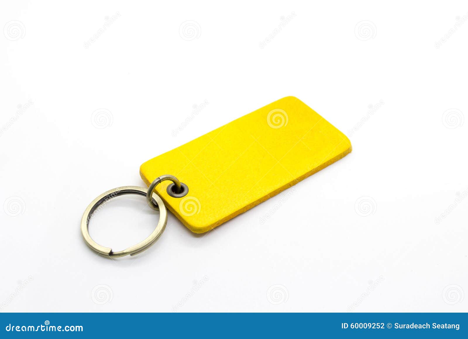 Yellow leather Keychain stock photo. Image of blank, price - 60009252