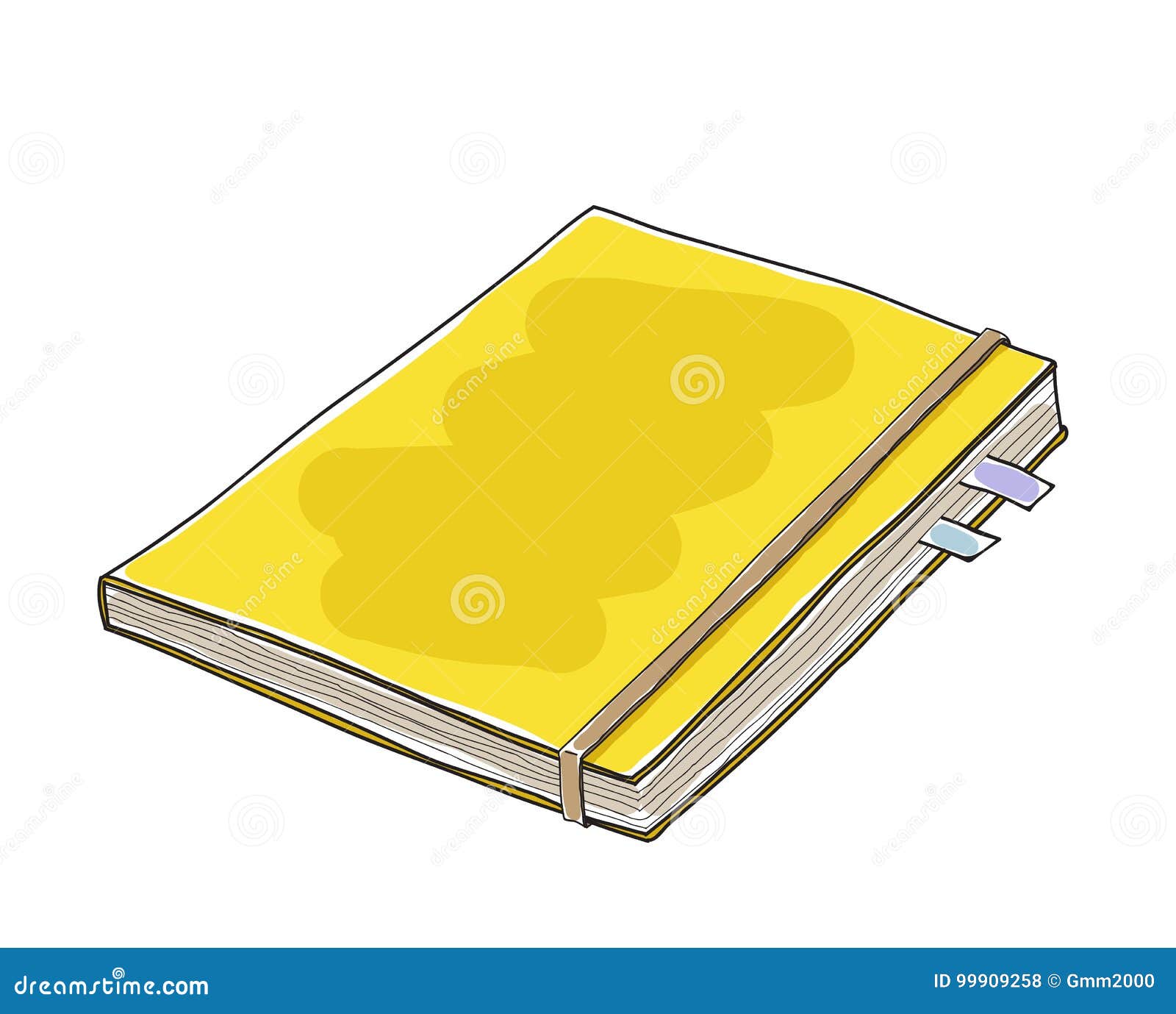 Yellow Leather Notebook Hand Drawn Vector Art Illustration Stock Vector ...