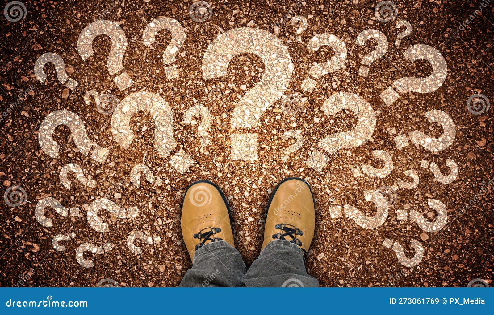 Yellow Leather Shoes and Many Question Marks Stock Image - Image of ...