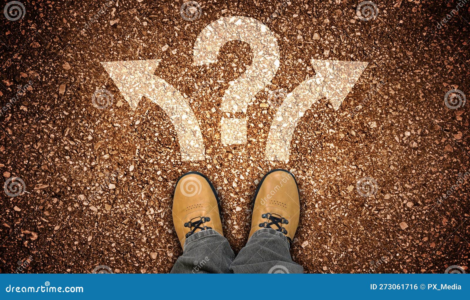 Yellow Leather Shoes, Two Arrows and Question Mark Stock Photo - Image ...