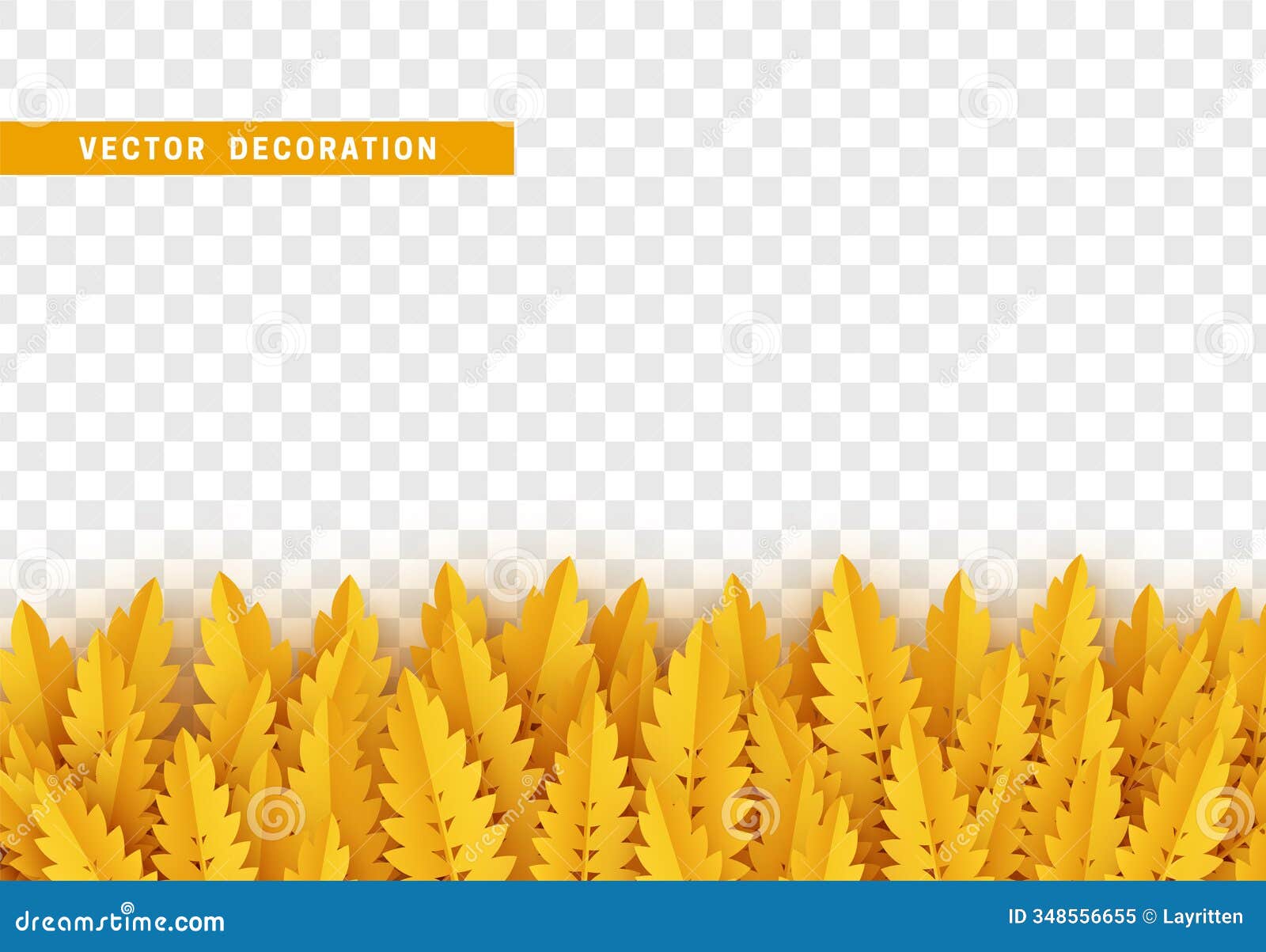 Yellow Leaves Art Paper Flat, with Transparent Background. Stock ...