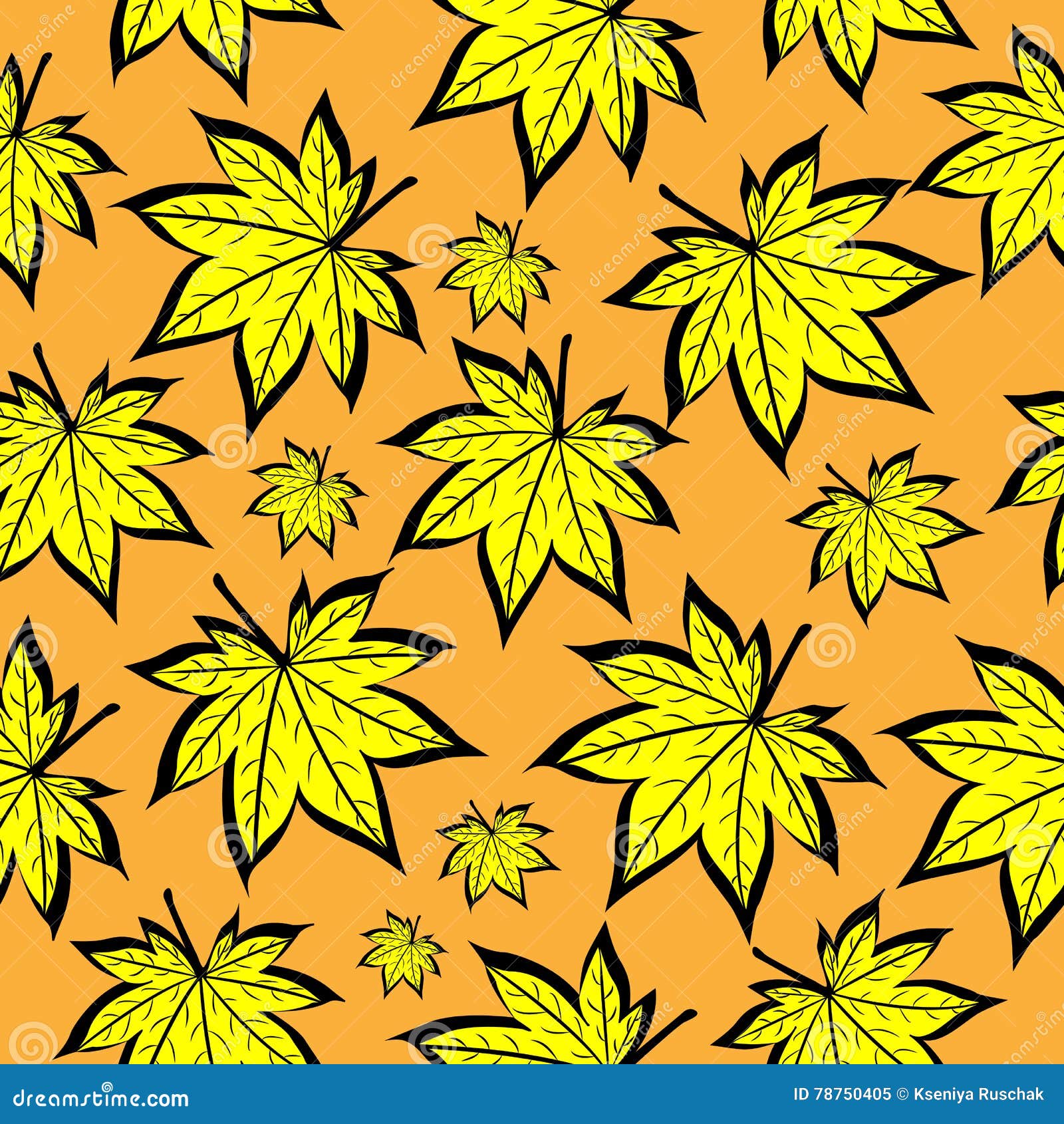 Yellow Leaves Fall. Seamless Pattern Stock Vector - Illustration of ...