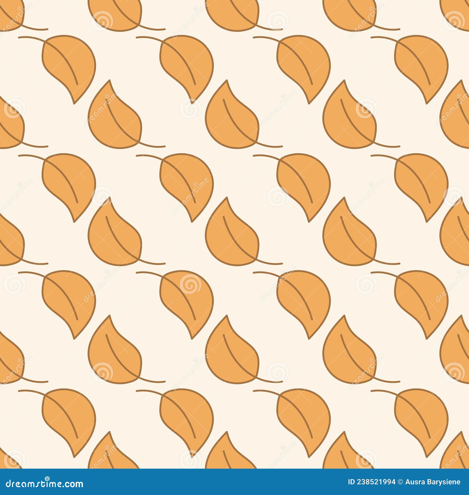 Yellow Leaves Seamless Pattern, Leaves Arranged in Diagonal Rows on a ...
