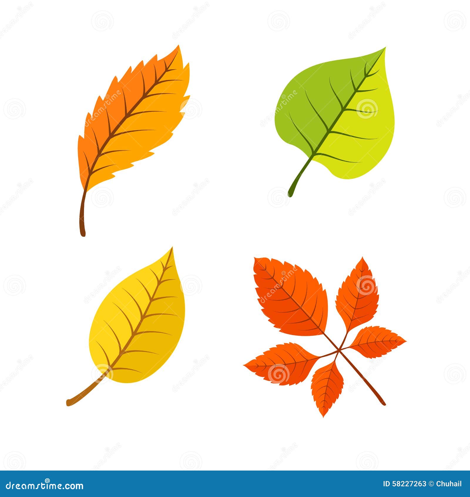 Yellow leaves set stock vector. Illustration of nature - 58227263