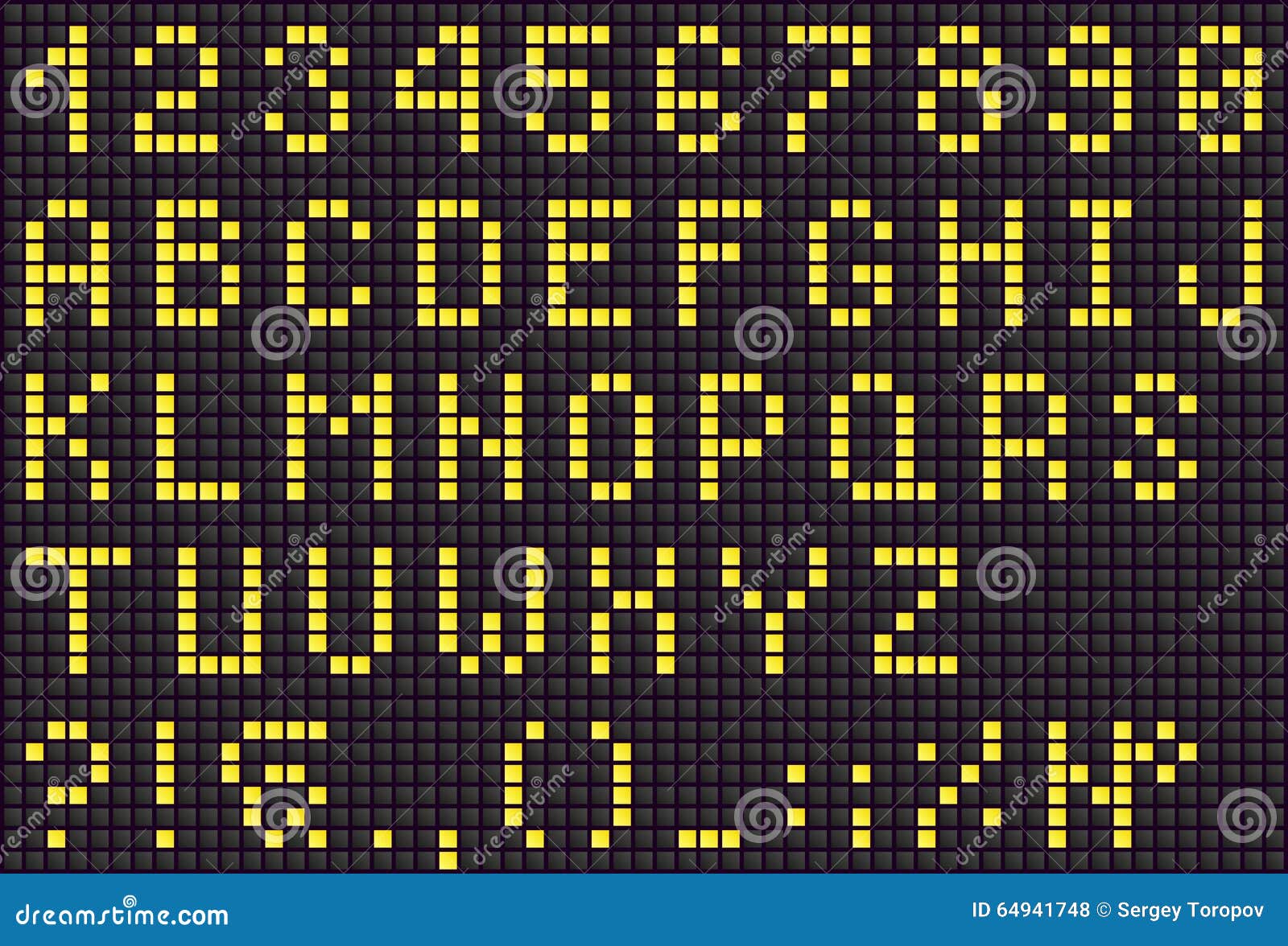 Yellow LED Digital Letters for Text, Display Font Stock Vector ...