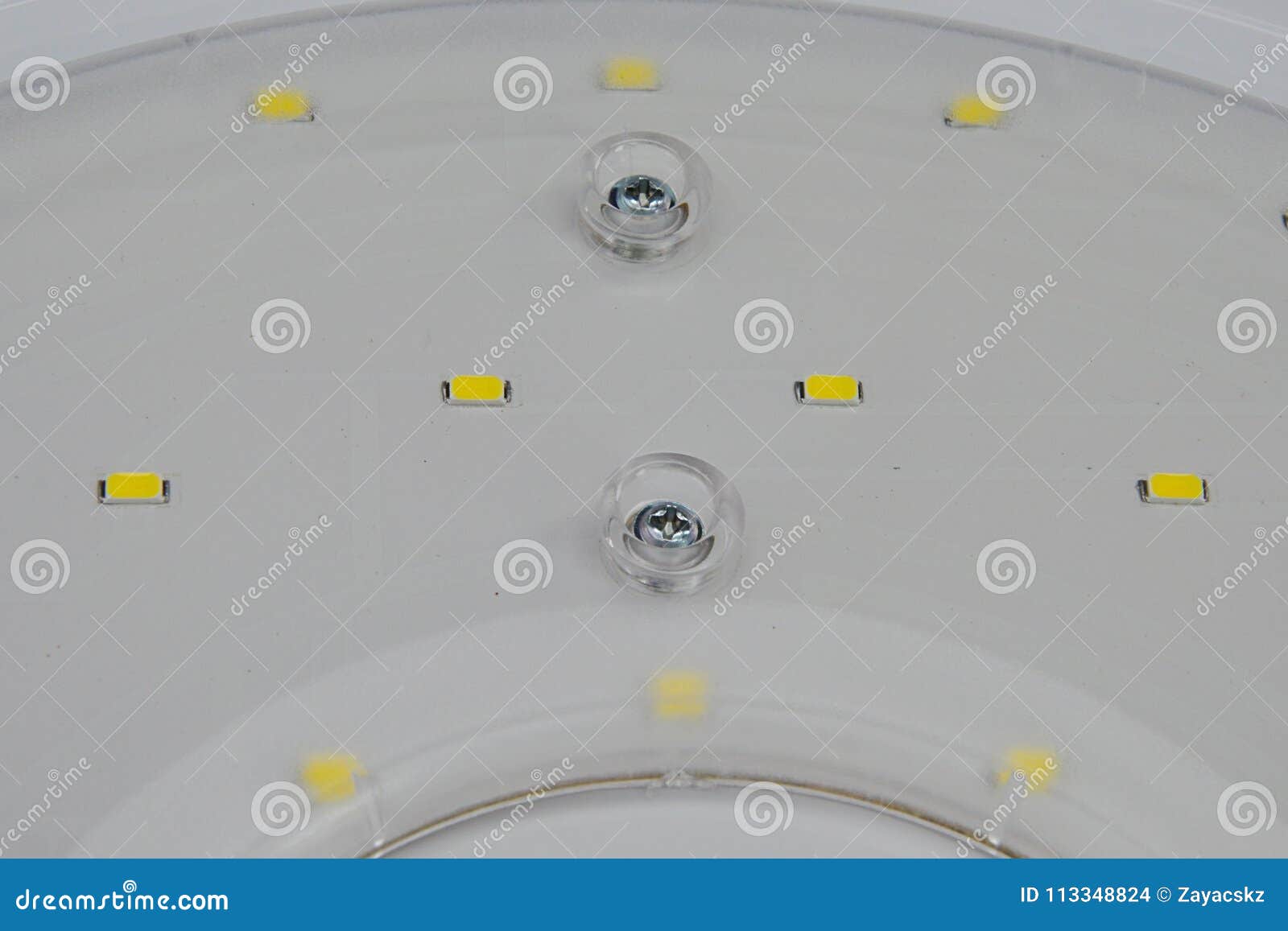 Yellow LED Light Elements of Circular Household Light Covered with ...