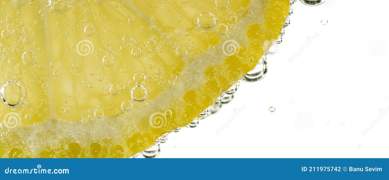 Yellow Lemon with Bubbles on White Background Stock Photo - Image of ...