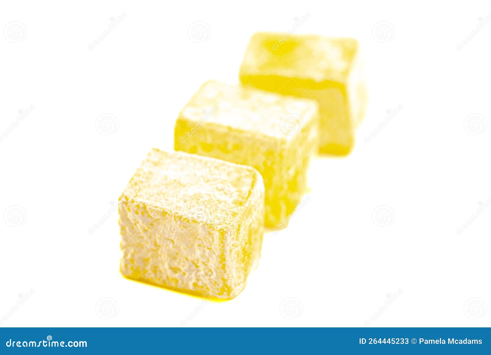 Yellow Lemon Flavored Turkish Delight Isolated on a White Background ...
