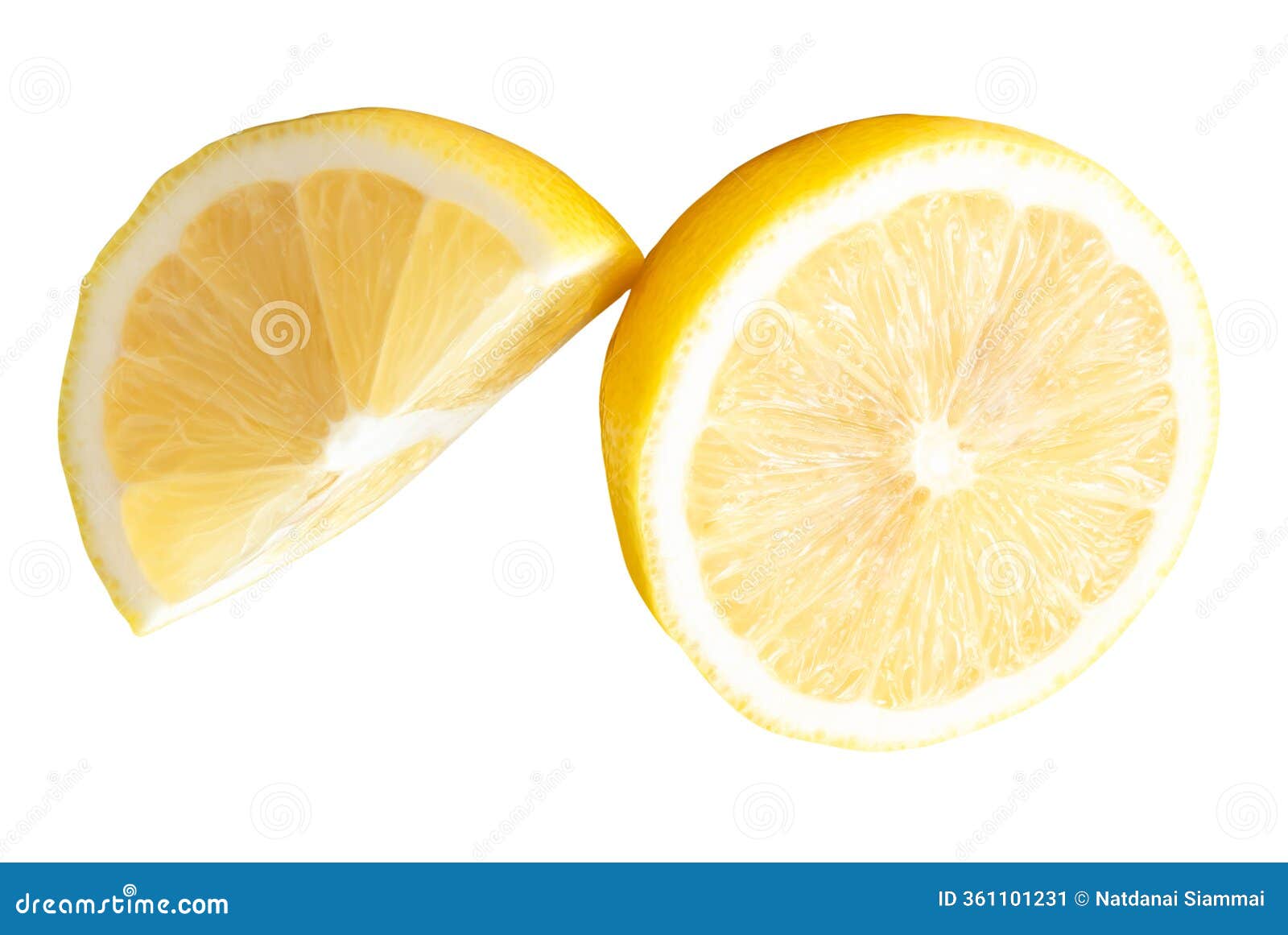Yellow Lemon Half with Quarter or Piece in Stack Isolated on White ...