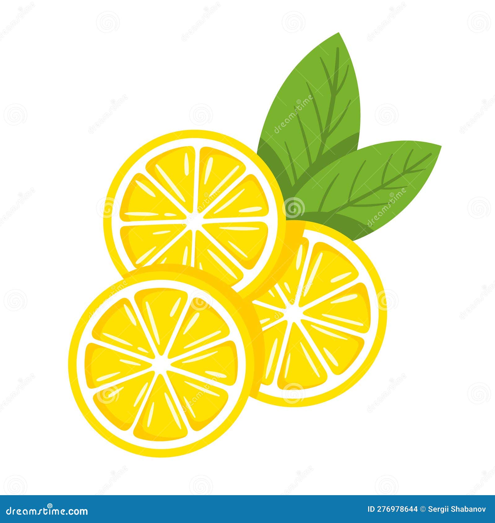 Yellow Lemon in Cartoon Style Isolated on White Background Stock ...