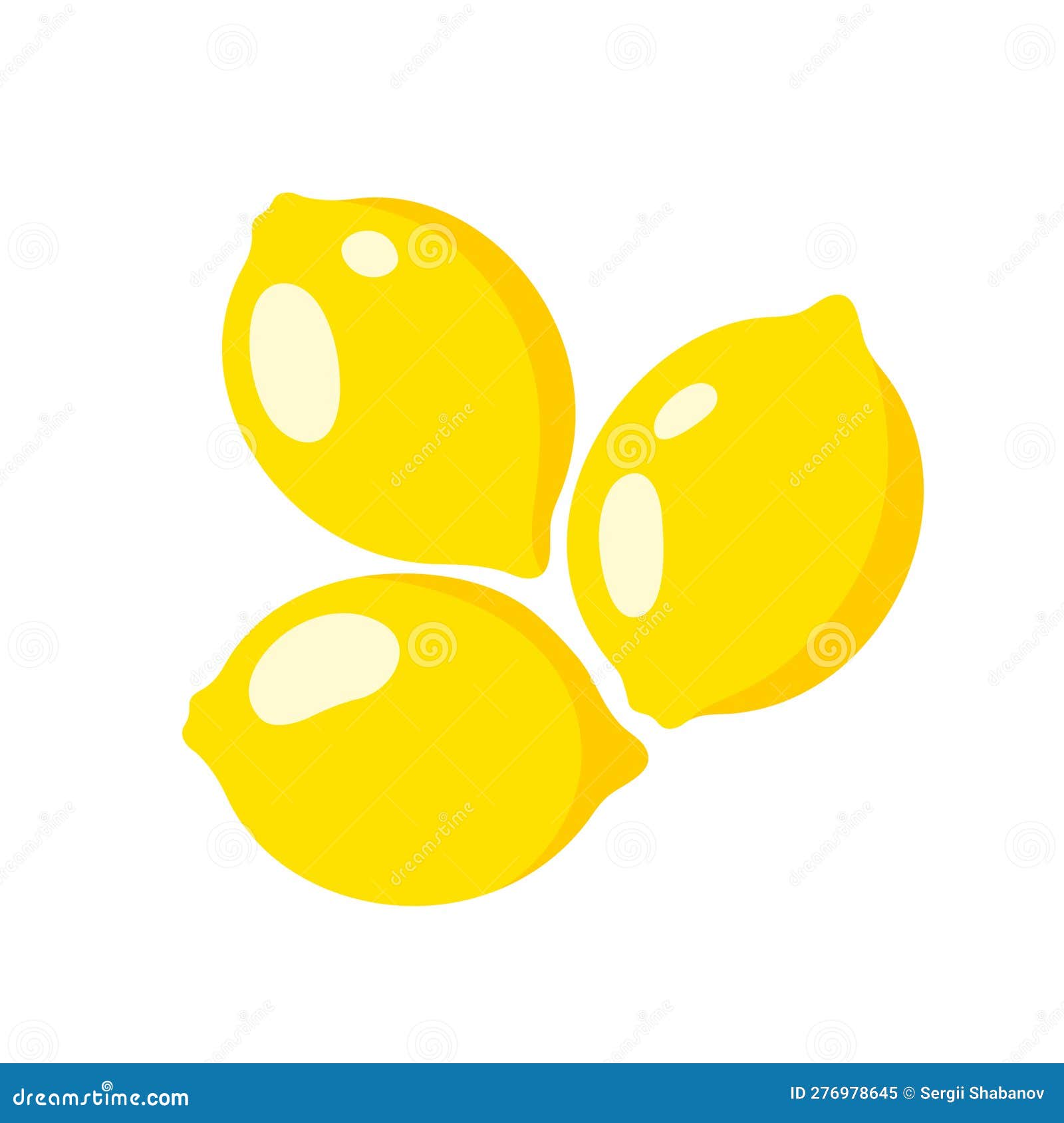 Yellow Lemon in Cartoon Style Isolated on White Background Stock Vector ...