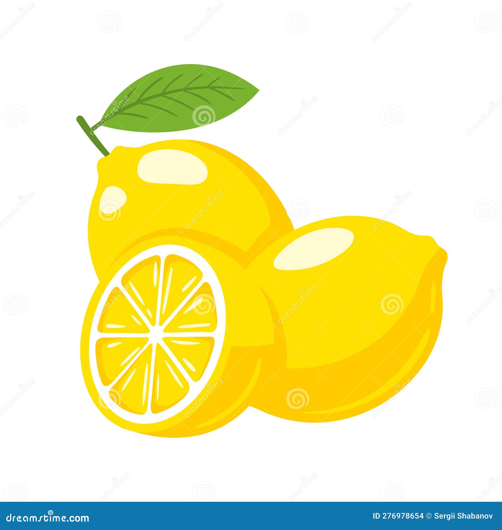 Yellow Lemon in Cartoon Style Isolated on White Background Stock Vector ...