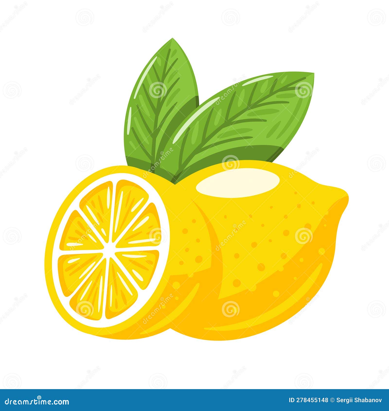 Yellow Lemon Isolated on White Background Stock Vector - Illustration ...