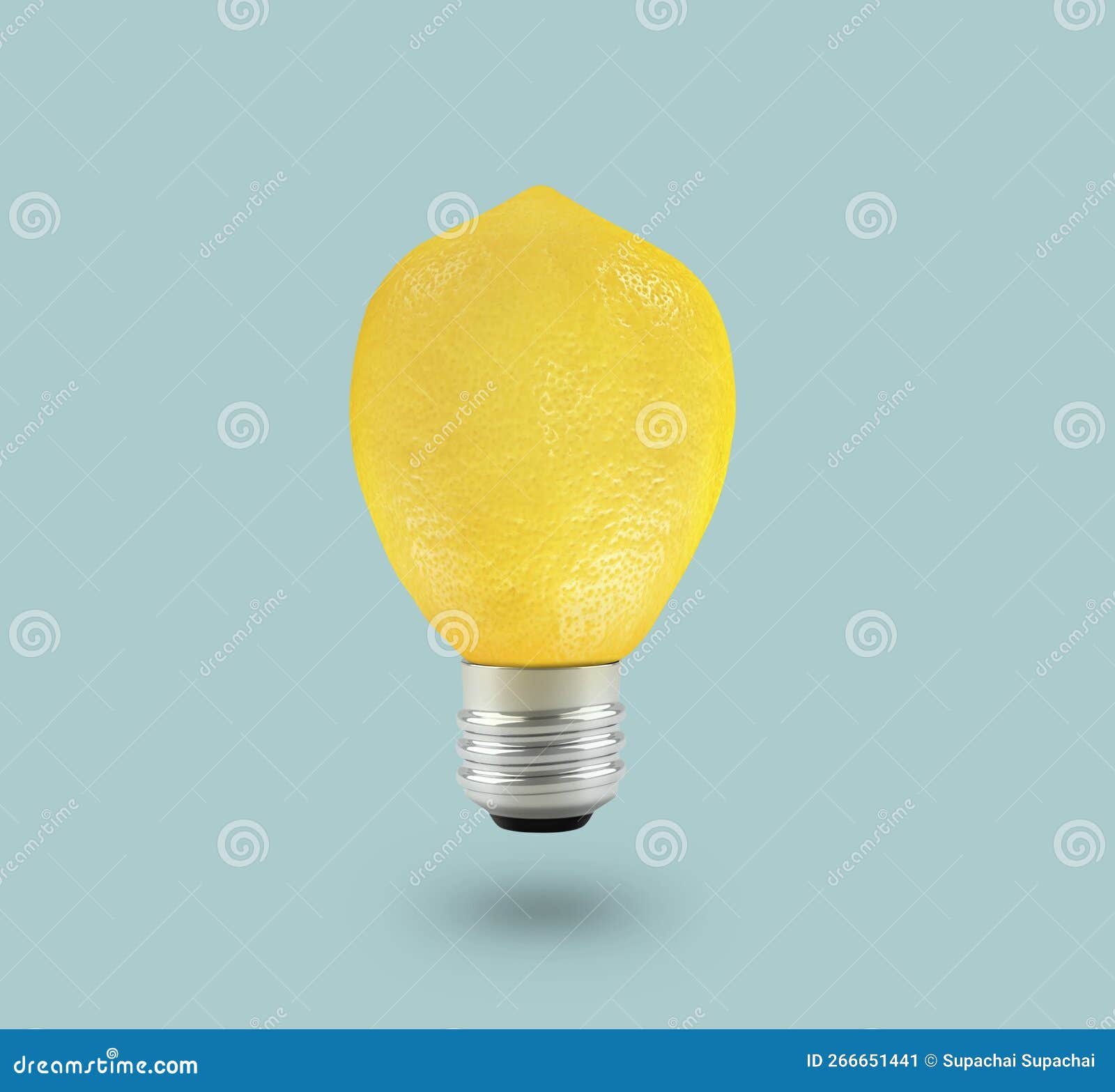 Yellow Lemon Light Bulb on Bright Blue Background. Summer Fun Concept ...