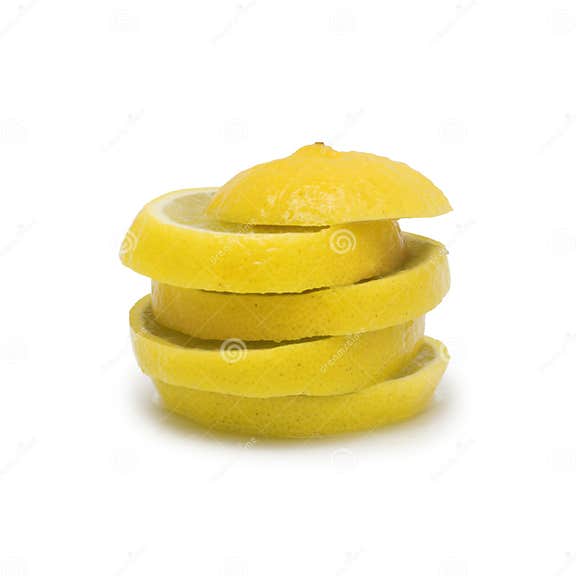 Yellow Lemon Slices Stack, Isolated on White Backgroun Stock Image ...