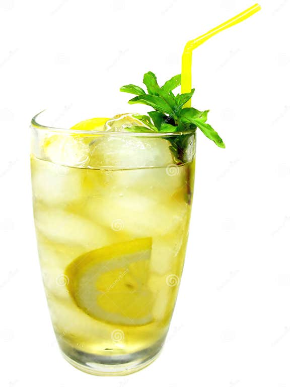 Yellow Lemonade Drink with Ice Stock Photo - Image of eating, cold ...