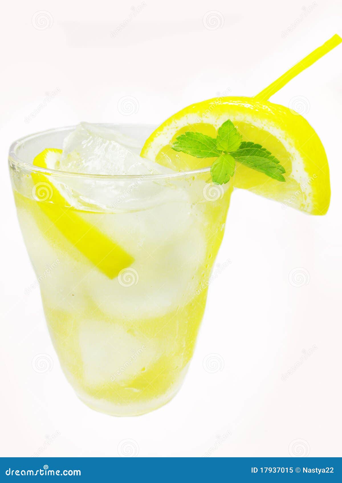 Yellow Lemonade with Ice and Lemon Stock Image - Image of group, green ...