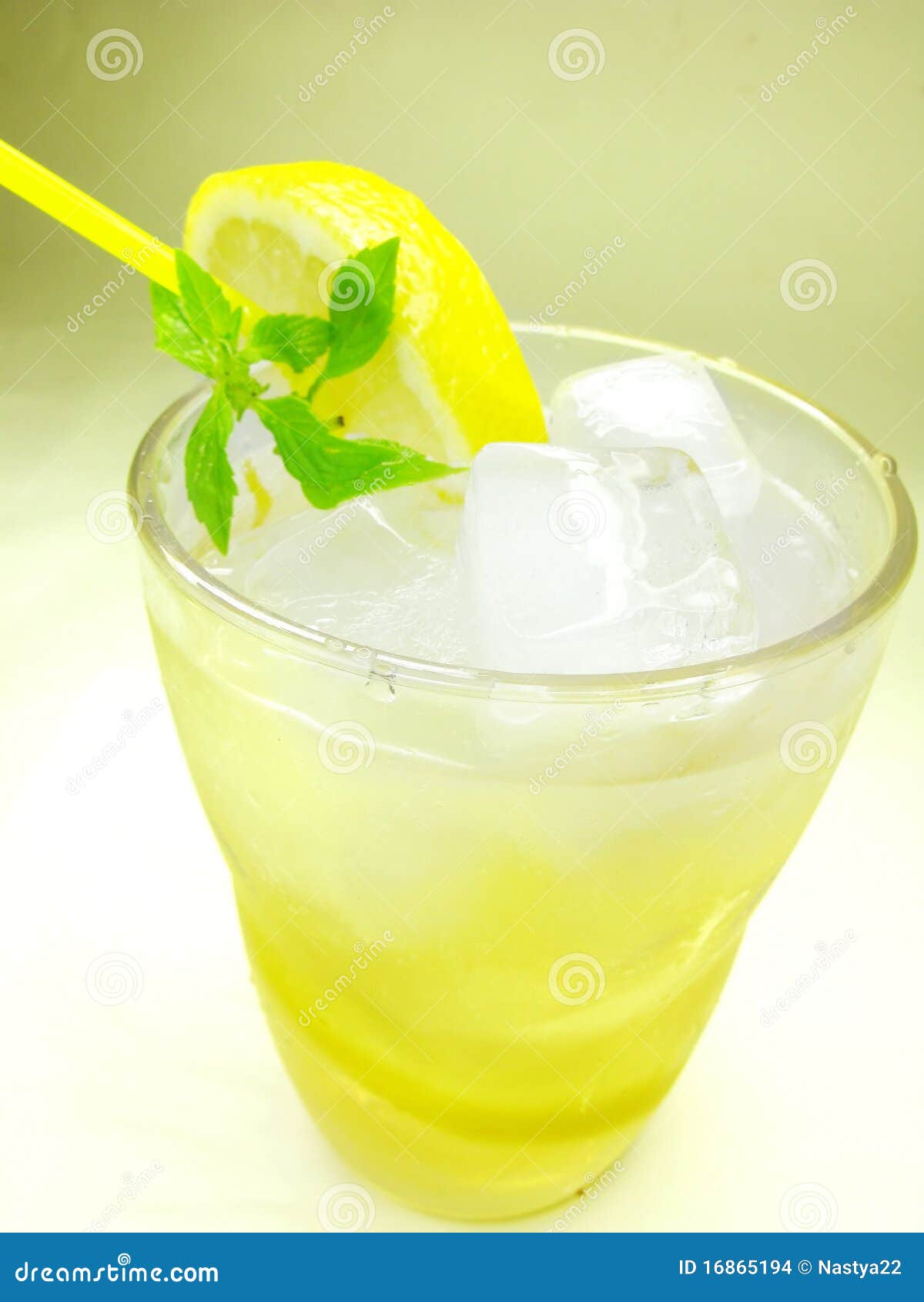 Yellow Lemonade with Lemon and Ice Stock Photo - Image of glass ...